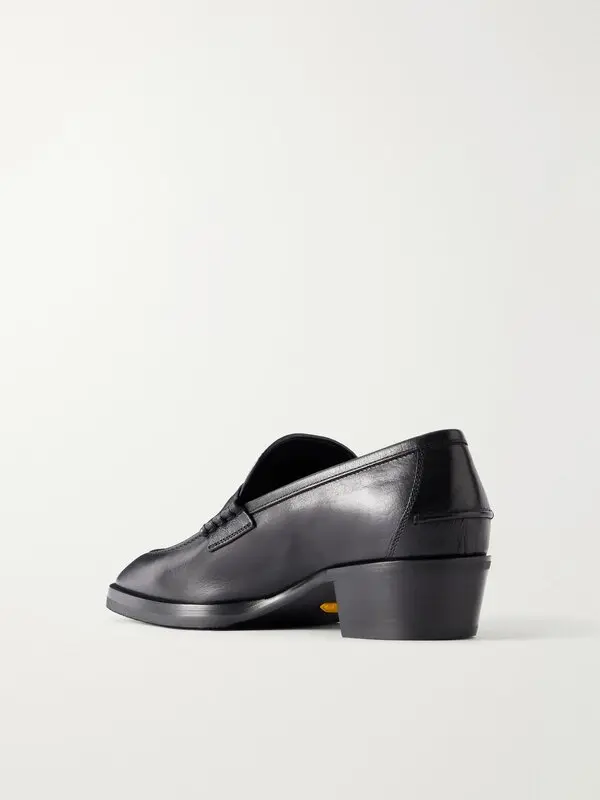 JIMMY CHOO Wilder Leather Loafers With Stacked Heel - Black