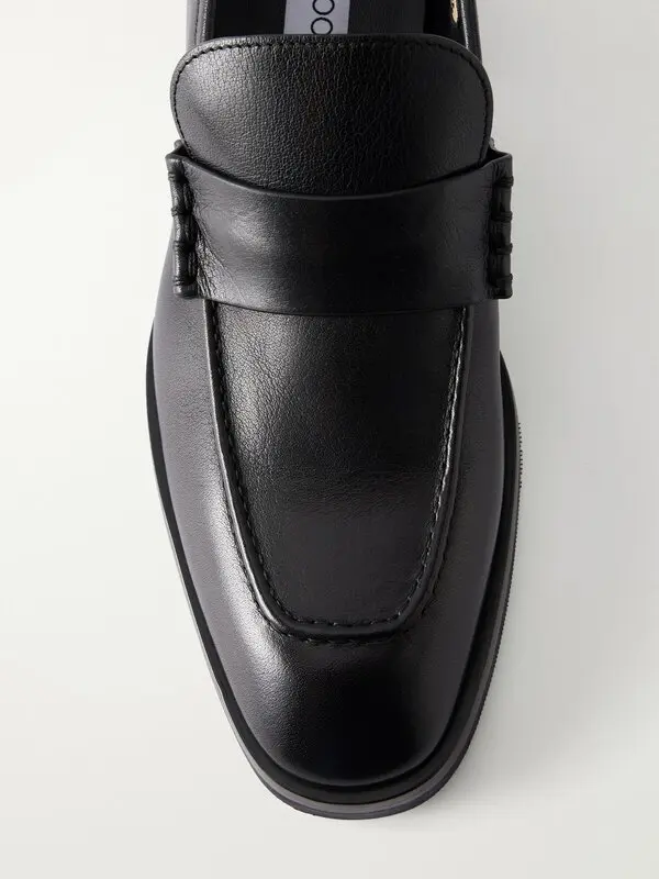 JIMMY CHOO Wilder Leather Loafers With Stacked Heel - Black