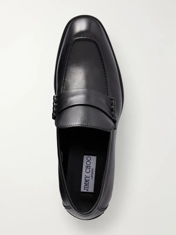 JIMMY CHOO Wilder Leather Loafers With Stacked Heel - Black