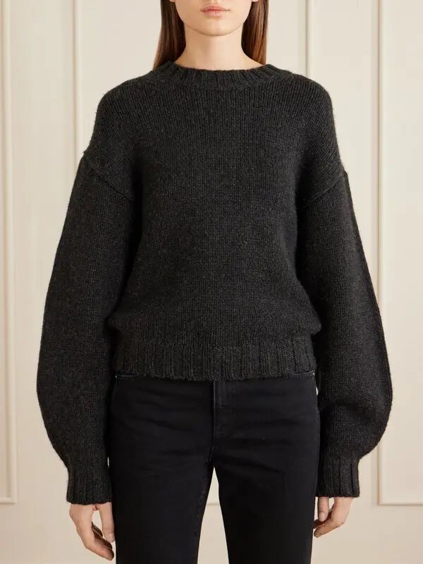 Khaite Gemma Cashmere Crew Neck Sweater - Gray