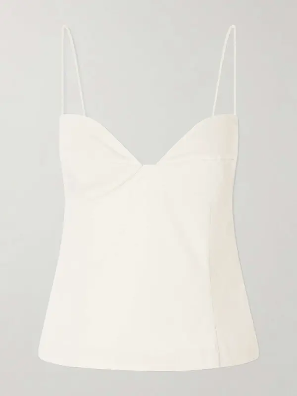 ST. AGNI Studio Stretch Cotton-blend Poplin Camisole - Cream