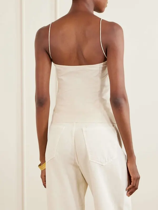ST. AGNI Studio Stretch Cotton-blend Poplin Camisole