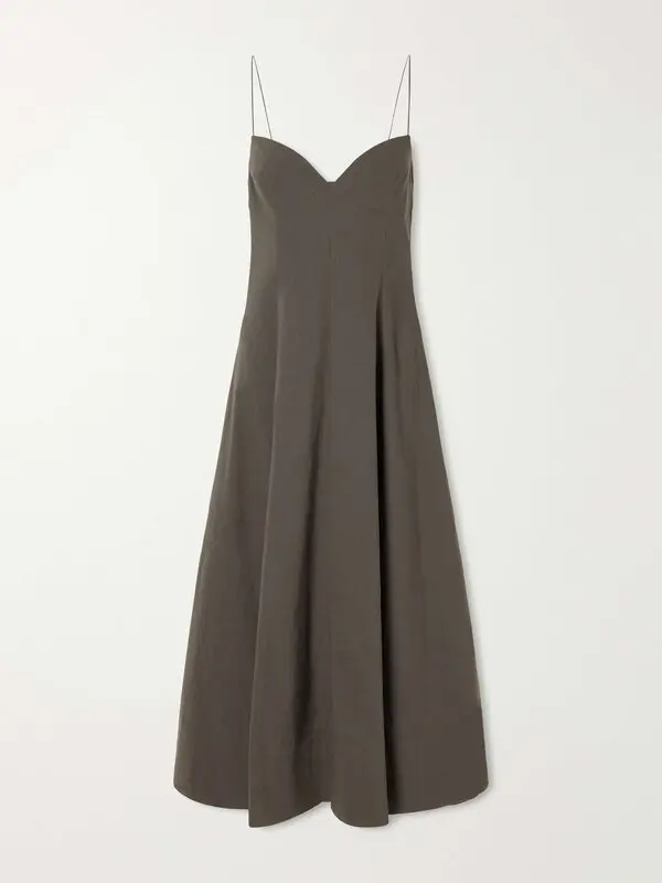 ST. AGNI Cami Stretch Cotton-blend Poplin Midi Dress - Brass