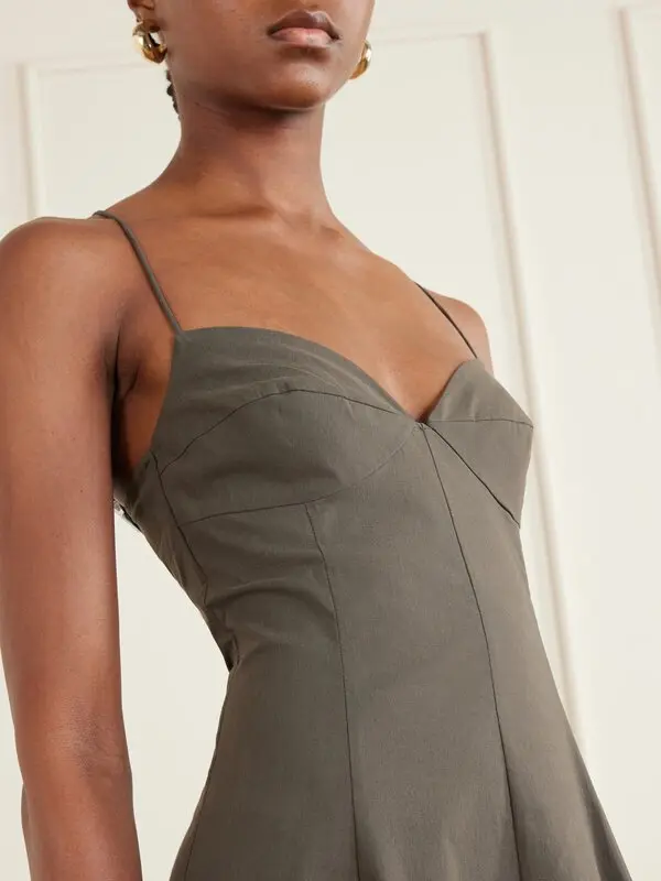 ST. AGNI Cami Stretch Cotton-blend Poplin Midi Dress - Metallic