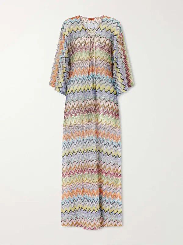 Missoni Striped Metallic Crochet-knit Coverup