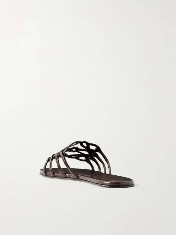 Loewe Petal Anagram Croc-effect Leather Slides