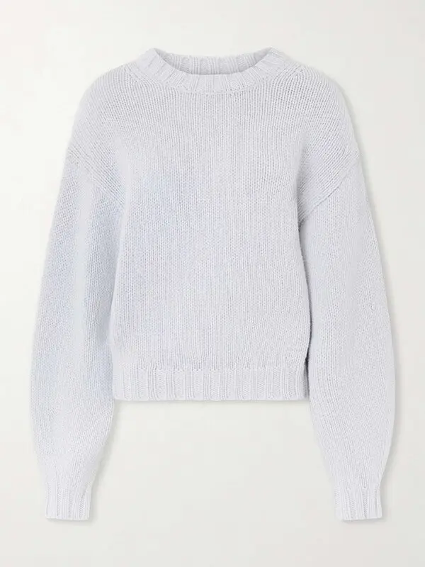 Khaite Gemma Knitted Cashmere Sweater - Light Blue