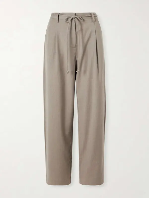 ST. AGNI Pleated Wool-blend Barrel-leg Pants