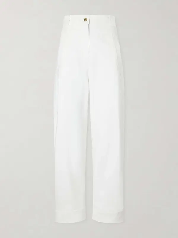 Max Mara Adorni Stretch-cotton High-rise Tapered Pants - White