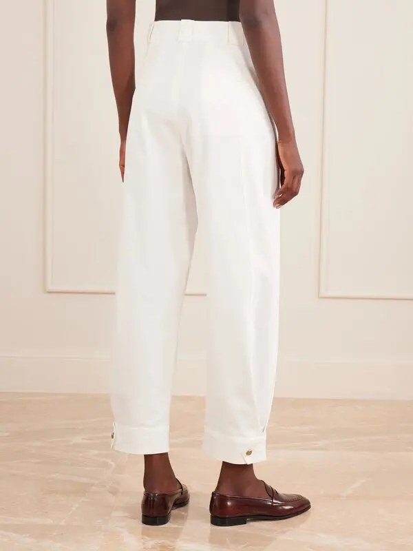 Max Mara Adorni High-rise Tapered Stretch-cotton Pants