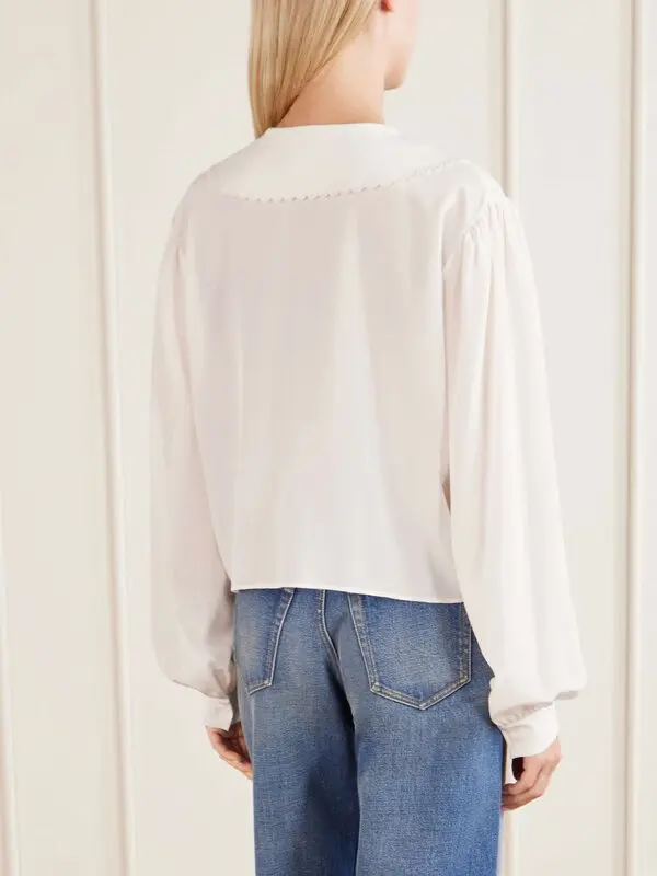 Chloé Cropped Silk-crepe De Chine Blouse