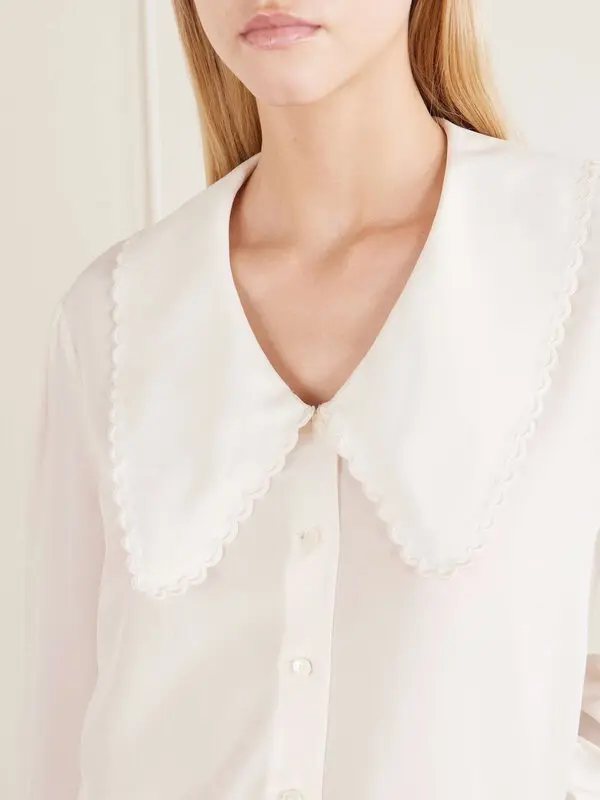 Chloé Cropped Silk-crepe De Chine Blouse