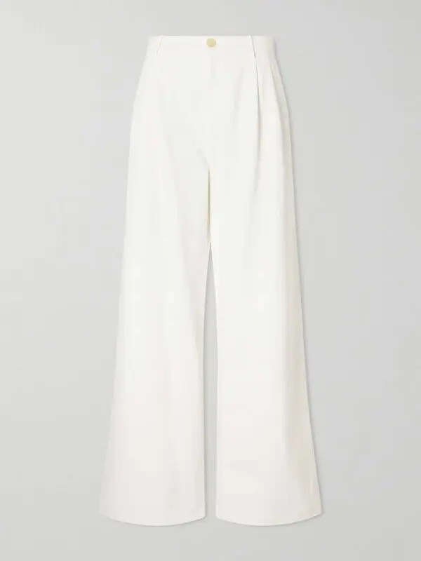 JIL SANDER Pleated Cotton-twill Wide-leg Pants