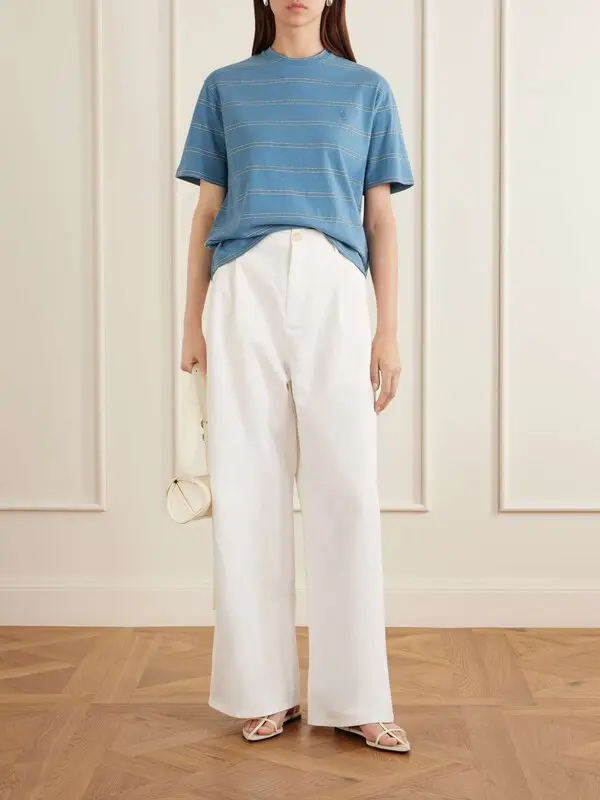 JIL SANDER Pleated Cotton-twill Wide-leg Pants