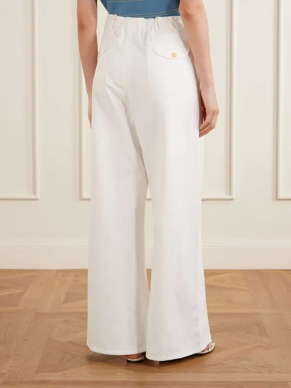 JIL SANDER Pleated Cotton-twill Wide-leg Pants