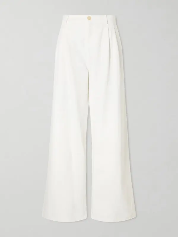 JIL SANDER Pleated Cotton-twill Wide-leg Pants