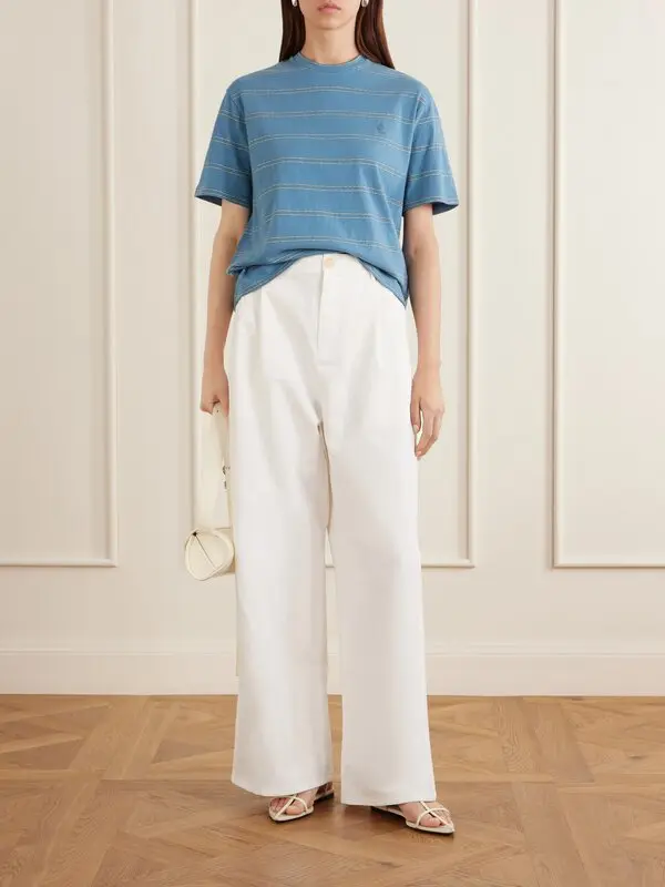 JIL SANDER Pleated Cotton-twill Wide-leg Pants