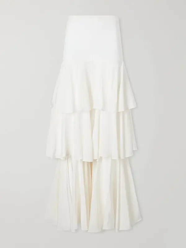 Sharon Wauchob Tiered Ruffled Silk Wide-leg Pants