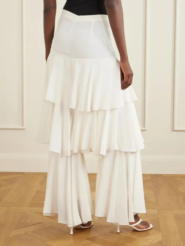 Sharon Wauchob Tiered Ruffled Silk Wide-leg Pants