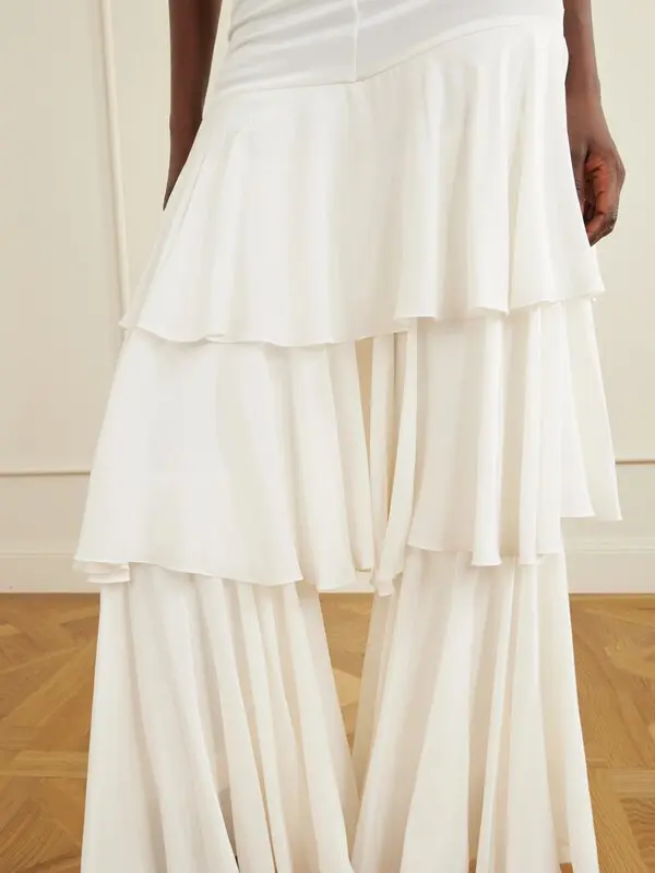 Sharon Wauchob Tiered Ruffled Silk Wide-leg Pants