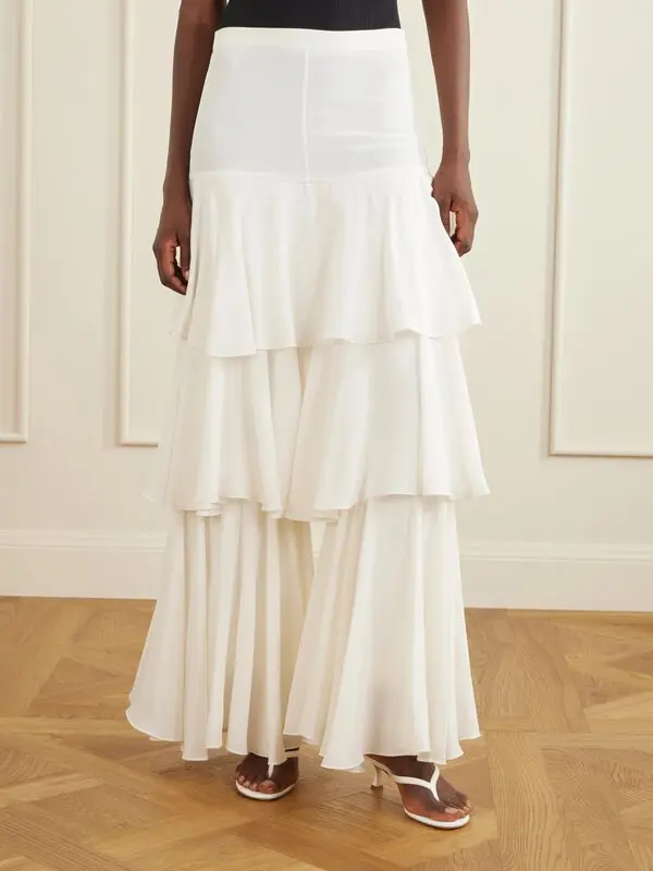 Sharon Wauchob Tiered Ruffled Silk Wide-leg Pants