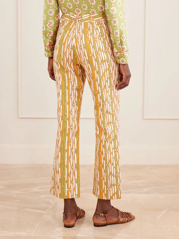 La DoubleJ Printed Stretch-cotton Mid-rise Flared Pants
