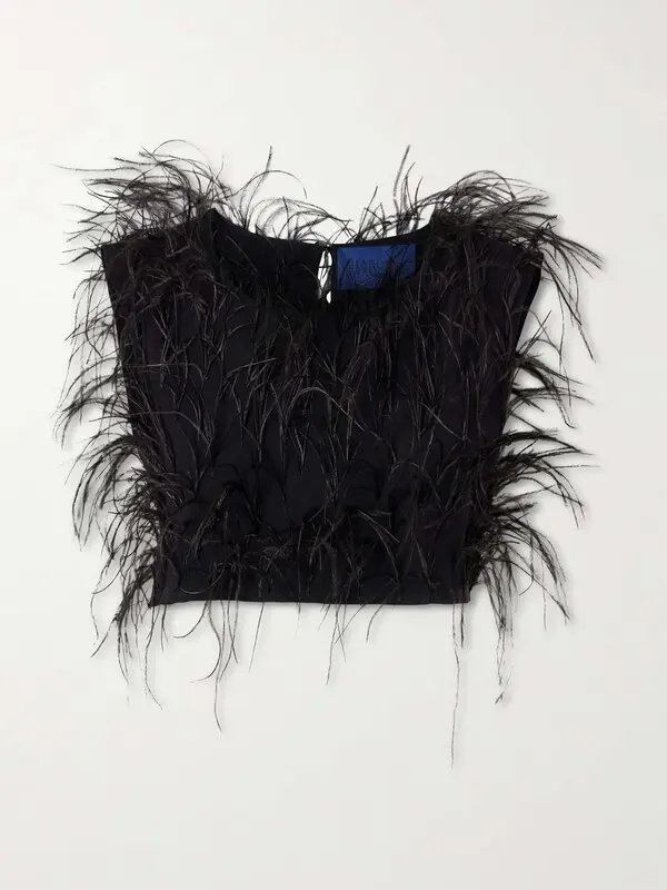 Sharon Wauchob Cato Feather-trimmed Silk Tank