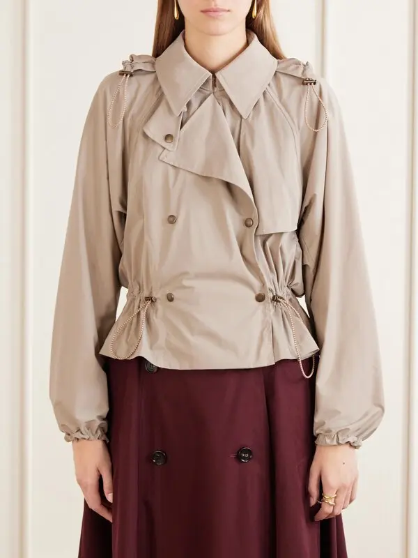 Burberry Cropped Shell Jacket With Drawstring Detailing