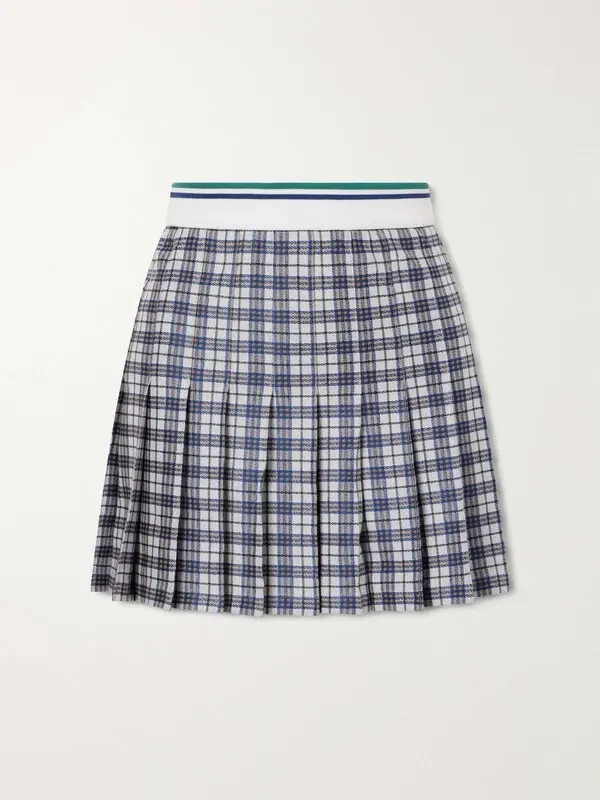 Burberry Checked Pleated Jersey Mini Skirt
