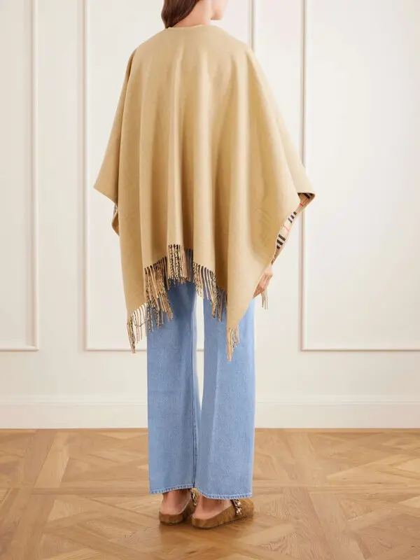 Burberry Fringed Wool Cape