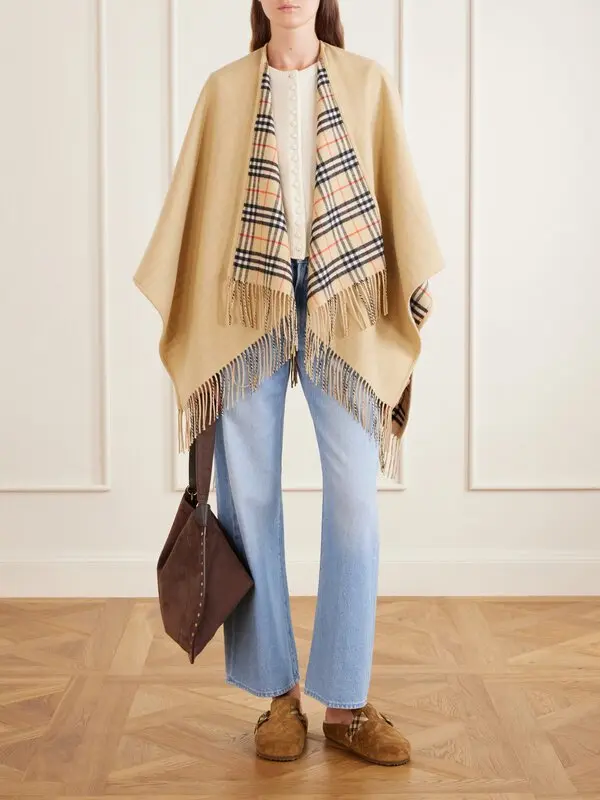 Burberry Fringed Wool Cape
