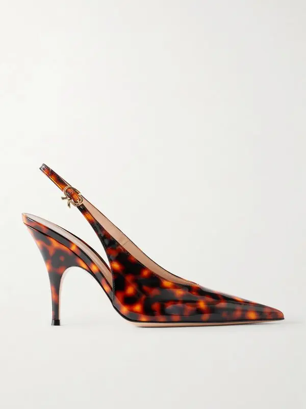 GIANVITO ROSSI Sofia Sling 95 Animal-printed Patent Leather Pumps - Tortoiseshell