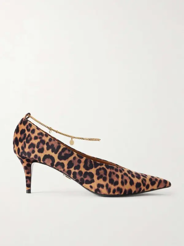 Stella McCartney Embellished Leopard-print Velvet Pumps