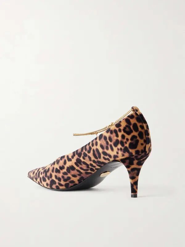 Stella McCartney Embellished Leopard-print Velvet Pumps