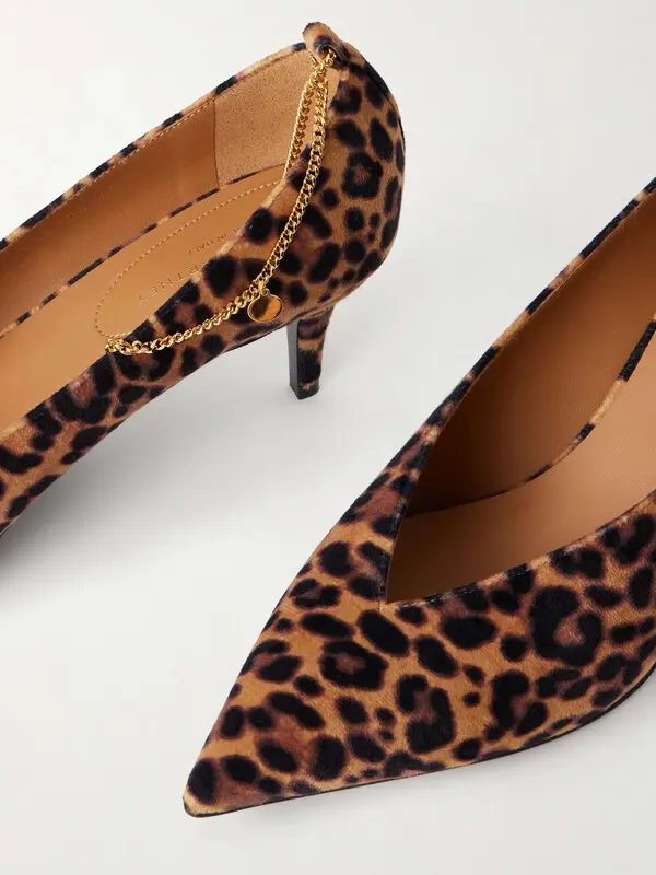 Stella McCartney Embellished Leopard-print Velvet Pumps