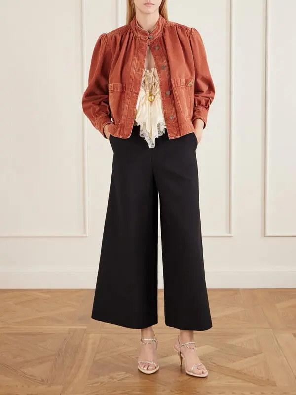 Chloé Logo-appliquéd Garment-dyed Denim Jacket