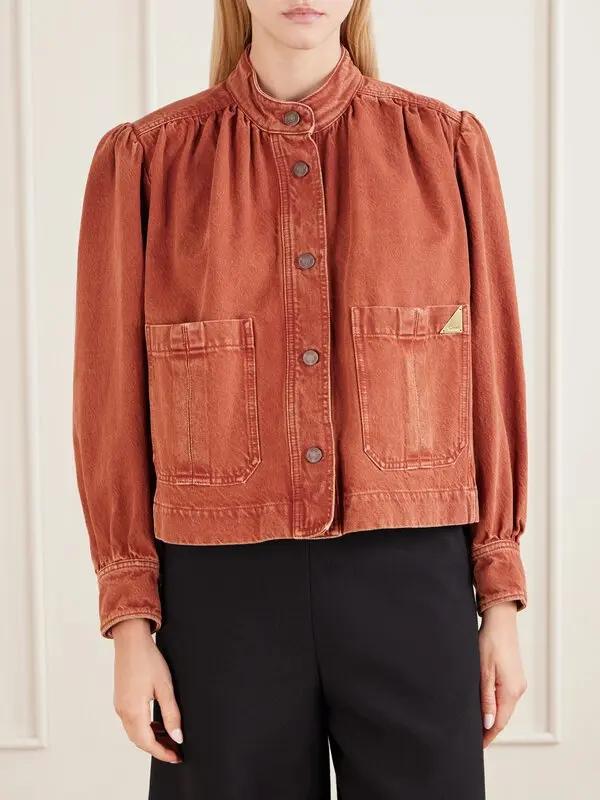 Chloé Logo-appliquéd Garment-dyed Denim Jacket