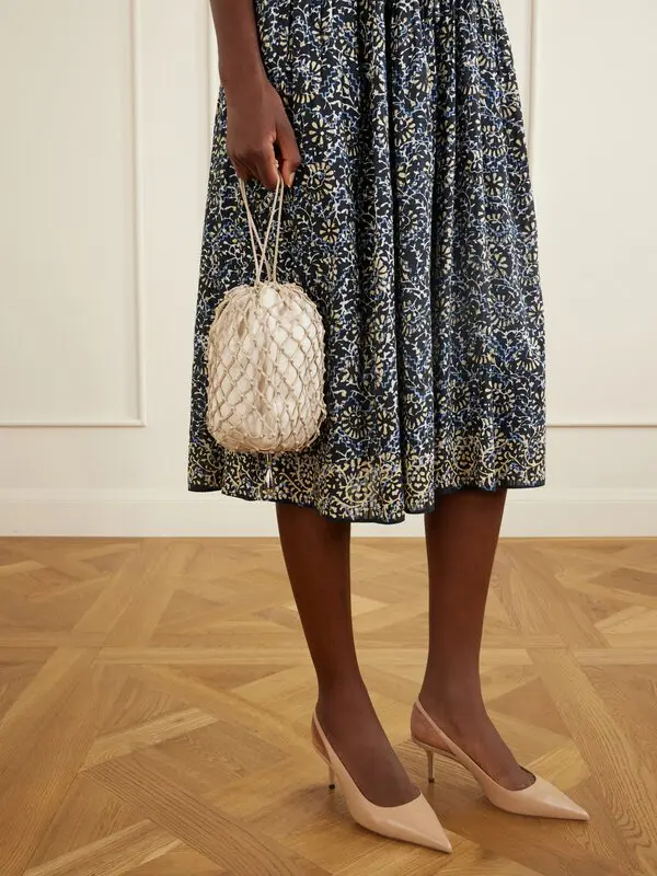 Savette Macrame Bead-embellished Leather Clutch - Neutrals