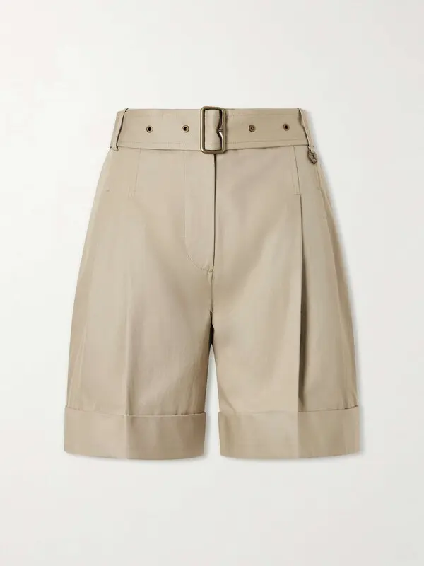 Burberry Belted Cotton-gabardine Shorts