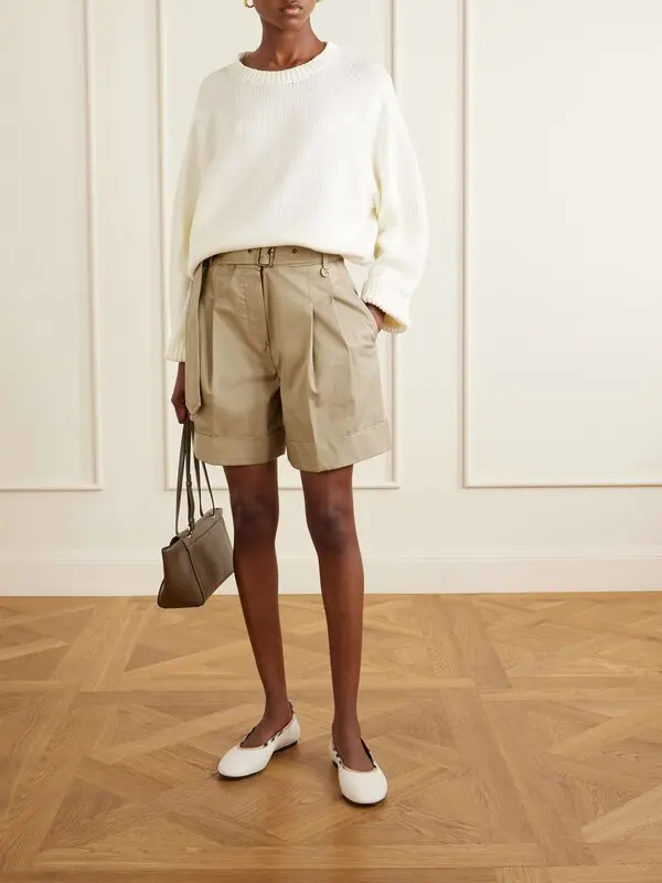 Burberry Belted Cotton-gabardine Shorts