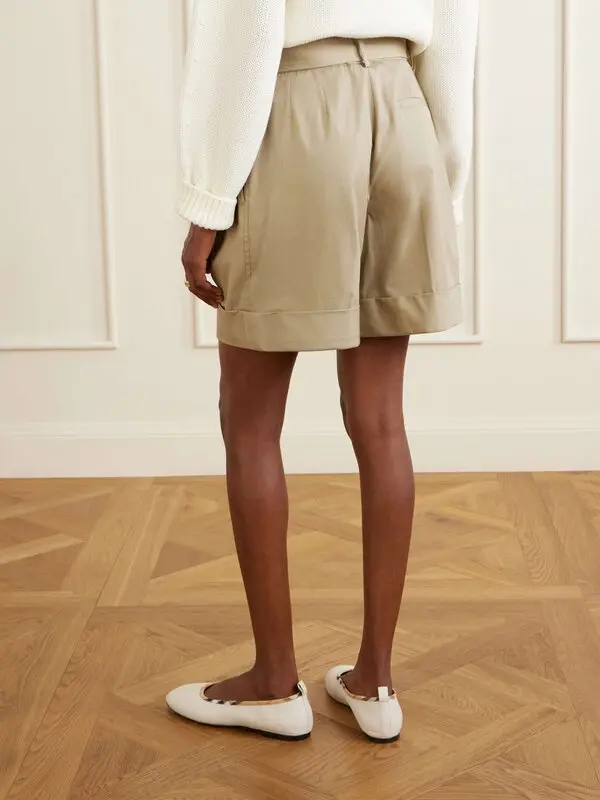 Burberry Belted Cotton-gabardine Shorts