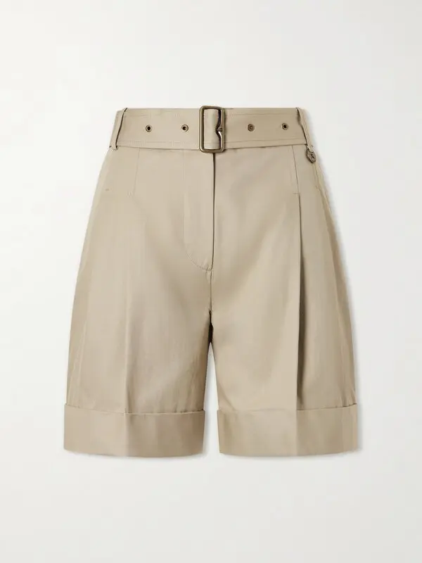 Burberry Belted Cotton-gabardine Shorts