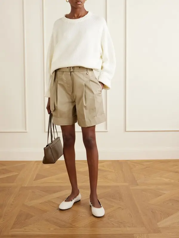 Burberry Belted Cotton-gabardine Shorts