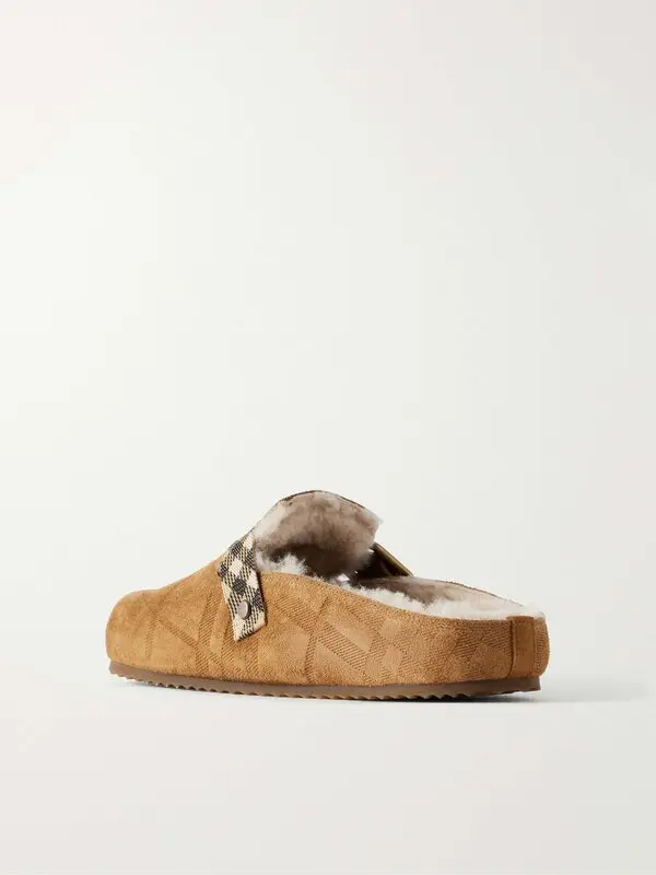 Burberry Shearling-trimmed Suede Clogs