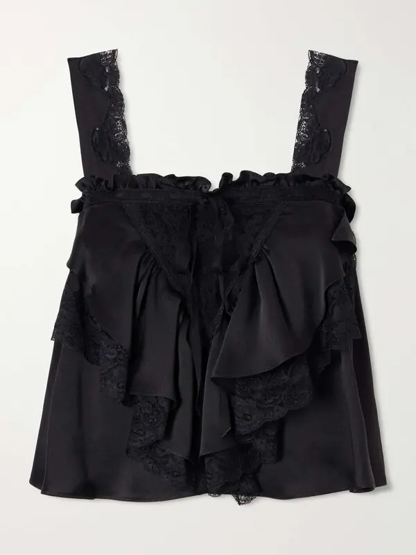 Chloé Lace-trimmed Silk-satin Cami