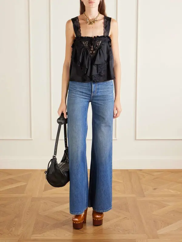 Chloé Lace-trimmed Silk-satin Cami