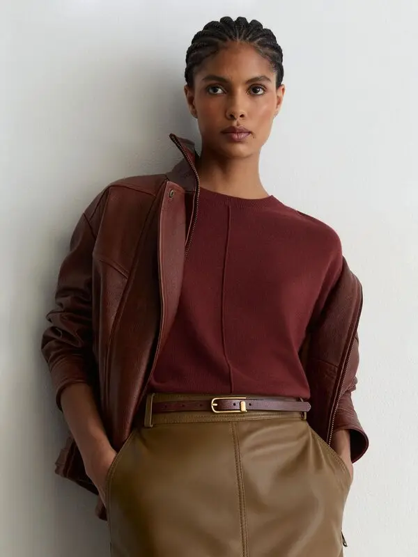 REISS Colette Wool-blend Reverse-seam Jumper With Cashmere