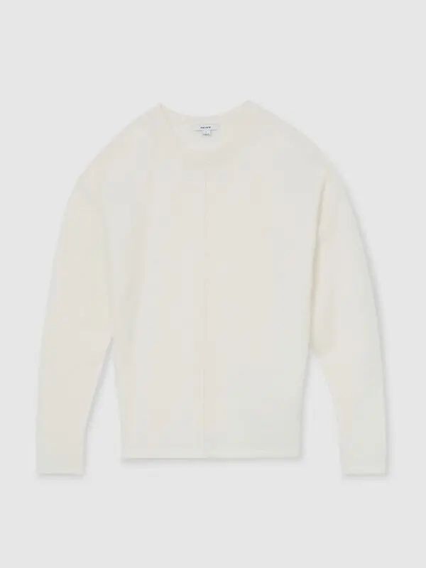 REISS Colette Wool-blend Reverse-seam Jumper With Cashmere - Ivory