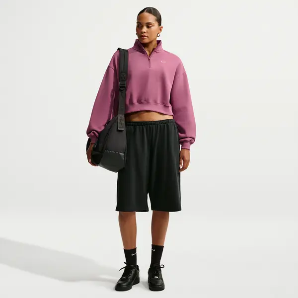 Nike Studio Fleece Medium Weight Oversized 1/4-zip Cropped Top