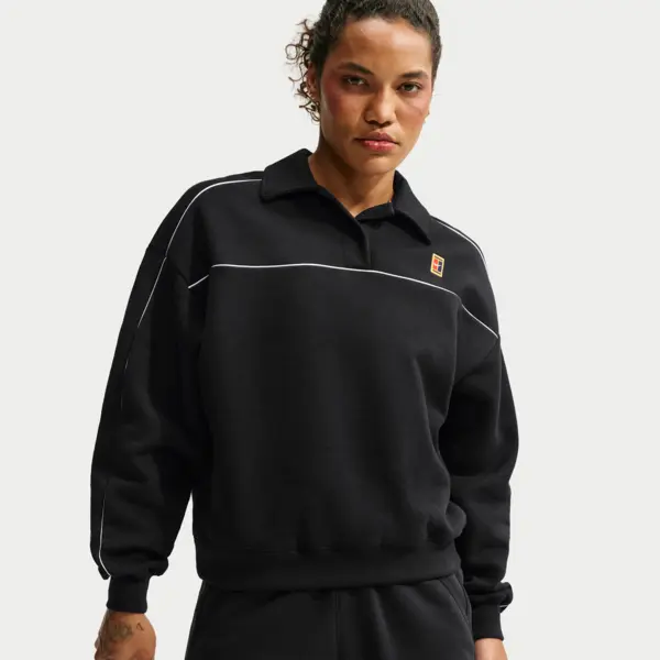 Nike Court Court Collection Long-sleeve Fleece Tennis Top - Black